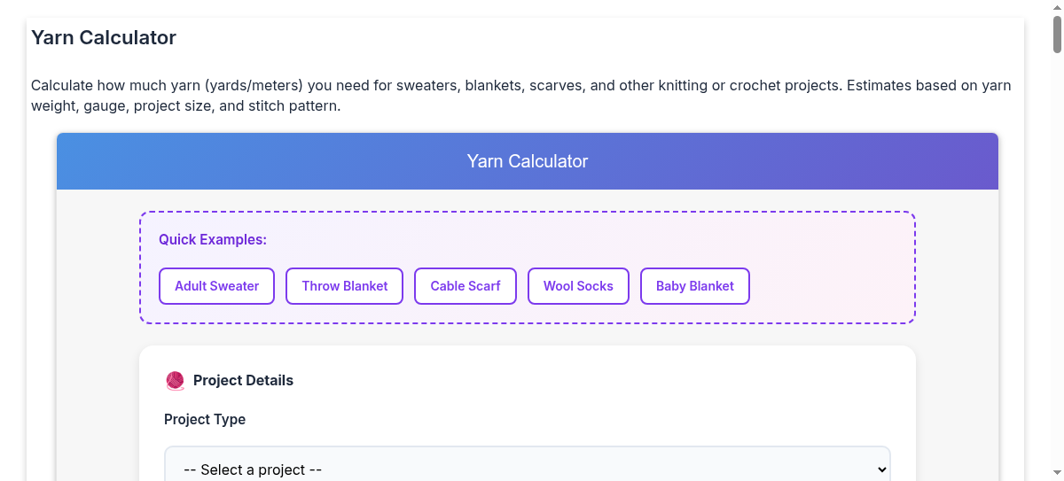 Yarn Calculator - Estimate Yarn Needed for Knitting & Crochet Projects