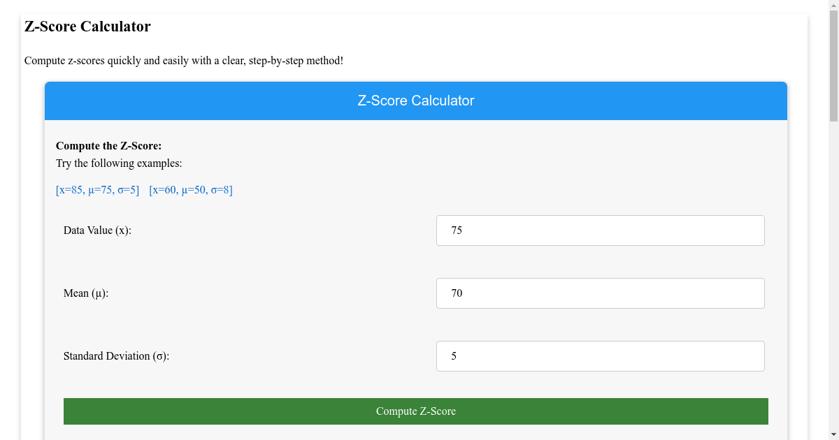 Free Z-Score Calculator with Step-by-Step Explanations